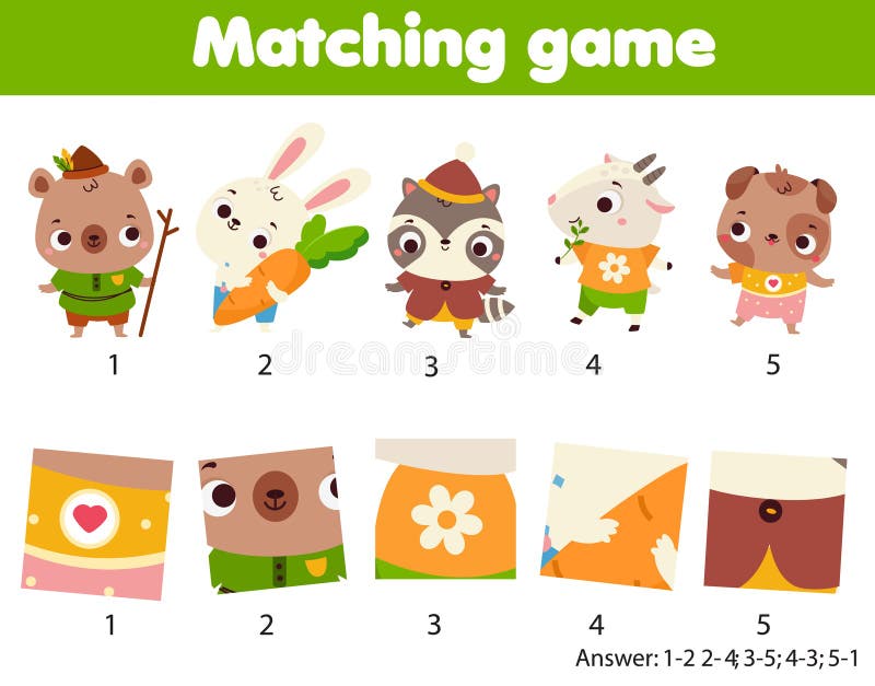 Animal Pattern Matching Activity Stock Illustrations – 212 Animal ...