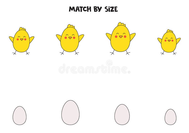 Matching Game for Preschool Kids. Match Easter Chickens and Eggs by ...