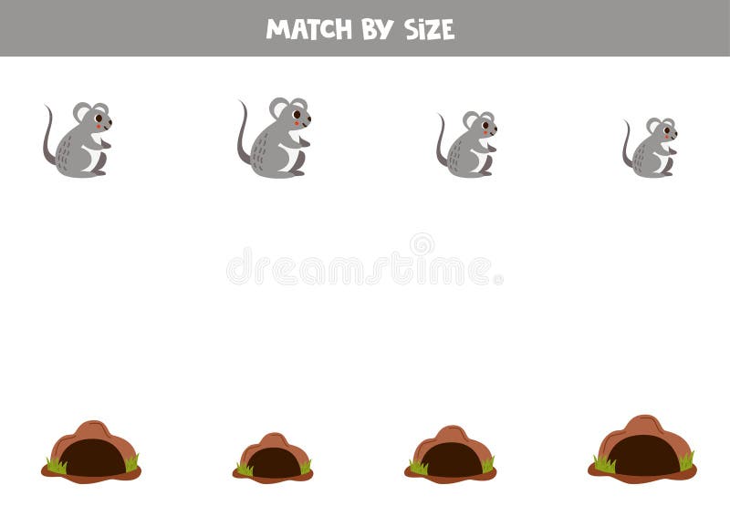Matching Game for Preschool Kids. Match Mice and Burrows by Size Stock ...