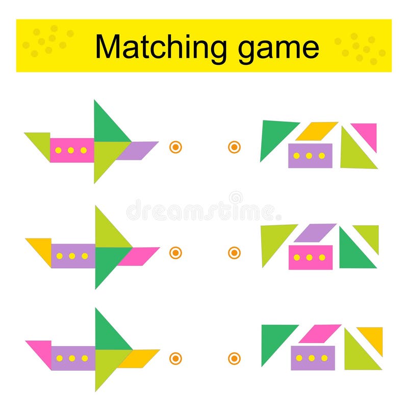 Matching Game. Task for the Development of Attention and Logic. Cartoon ...