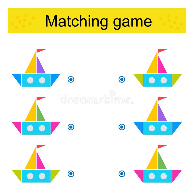 Matching Game. Task for the Development of Attention and Logic. Cartoon ...