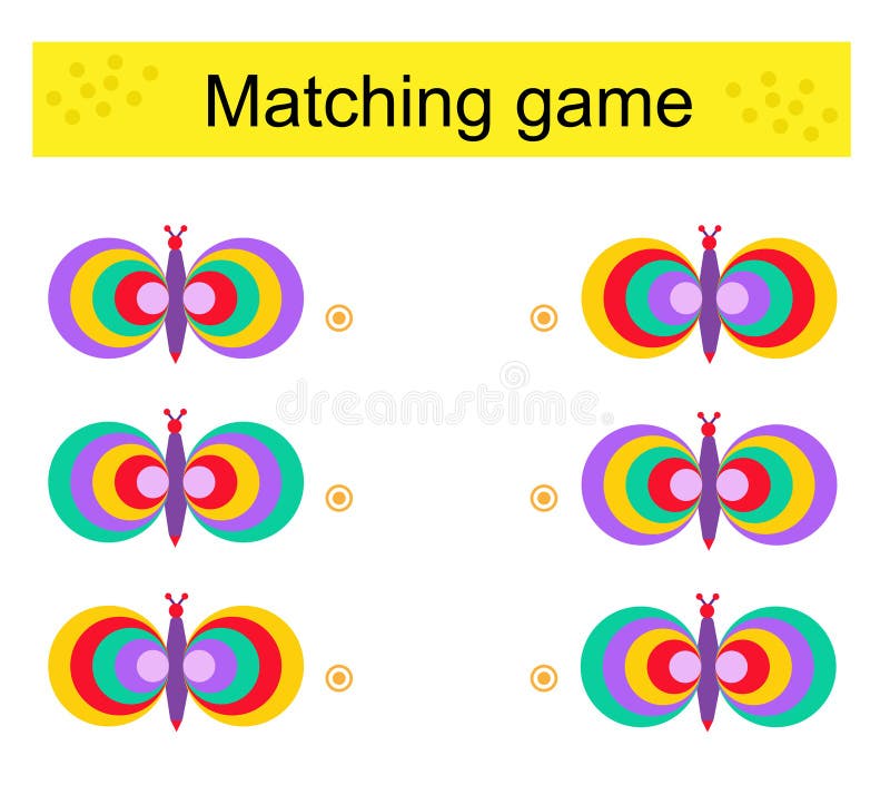 Matching Game. Task for the Development of Attention and Logic. Cartoon ...
