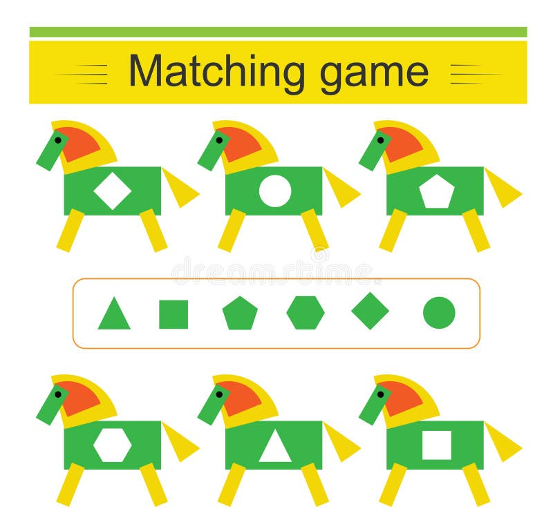 Matching Game. Task for the Development of Attention and Logic. Cartoon ...