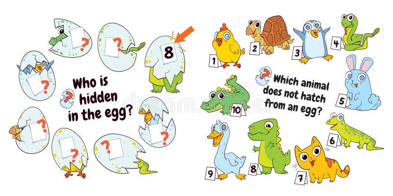 Matching Game. Who is Hidden in the Egg. Which Animal Does Not Hatch ...