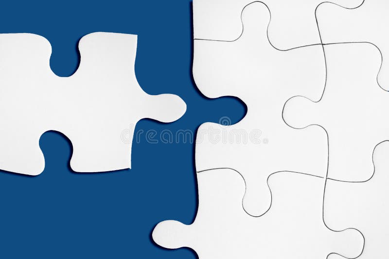 Matching Puzzle Piece on Blue Background. Successful Decision, Solution ...