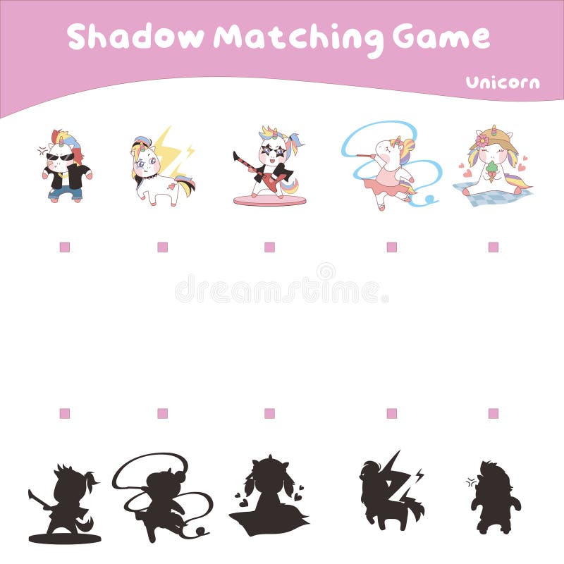 Matching Shadow Game Worksheet Stock Vector - Illustration of ...