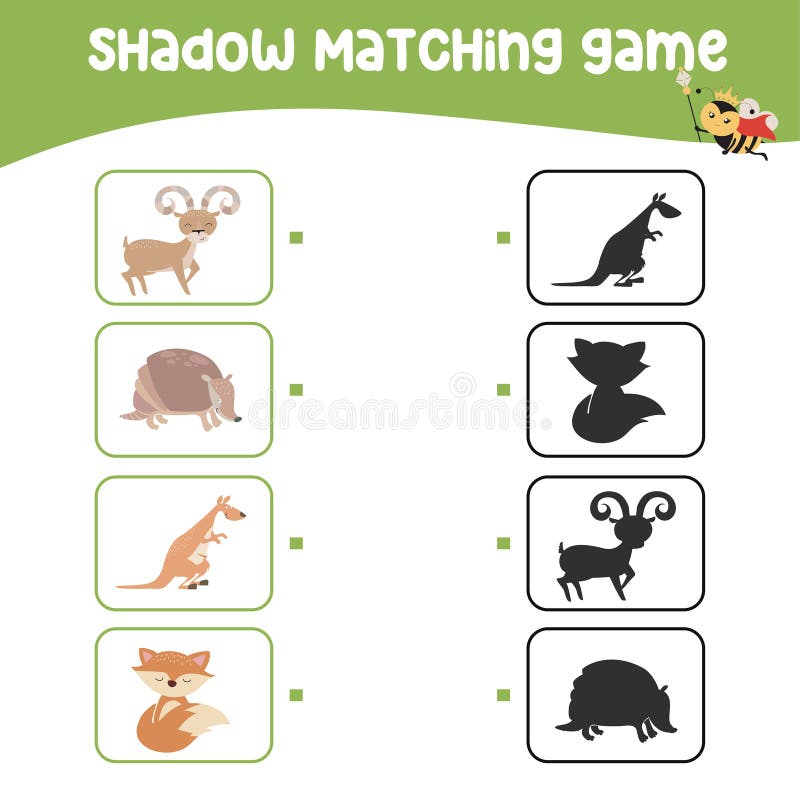 Matching Shadow Game for Children. Find the Correct Shadow Stock Vector ...