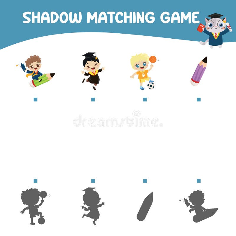 Matching Shadow Game for Children. Find the Correct Shadow Stock Vector ...