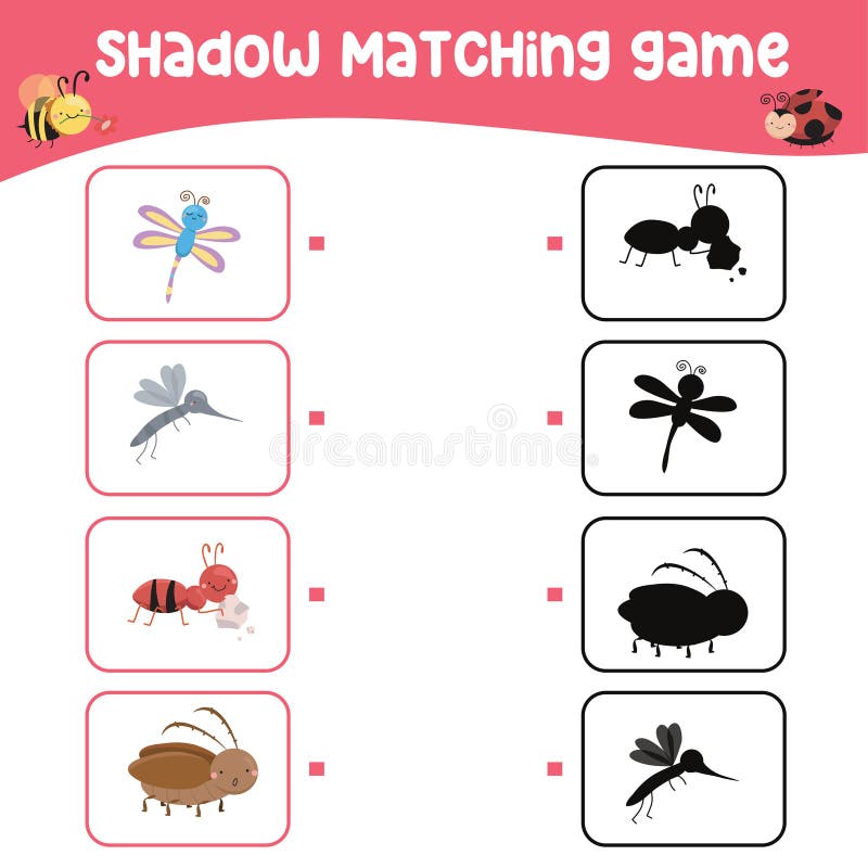 Matching Shadow Game for Children Stock Vector - Illustration of vector ...
