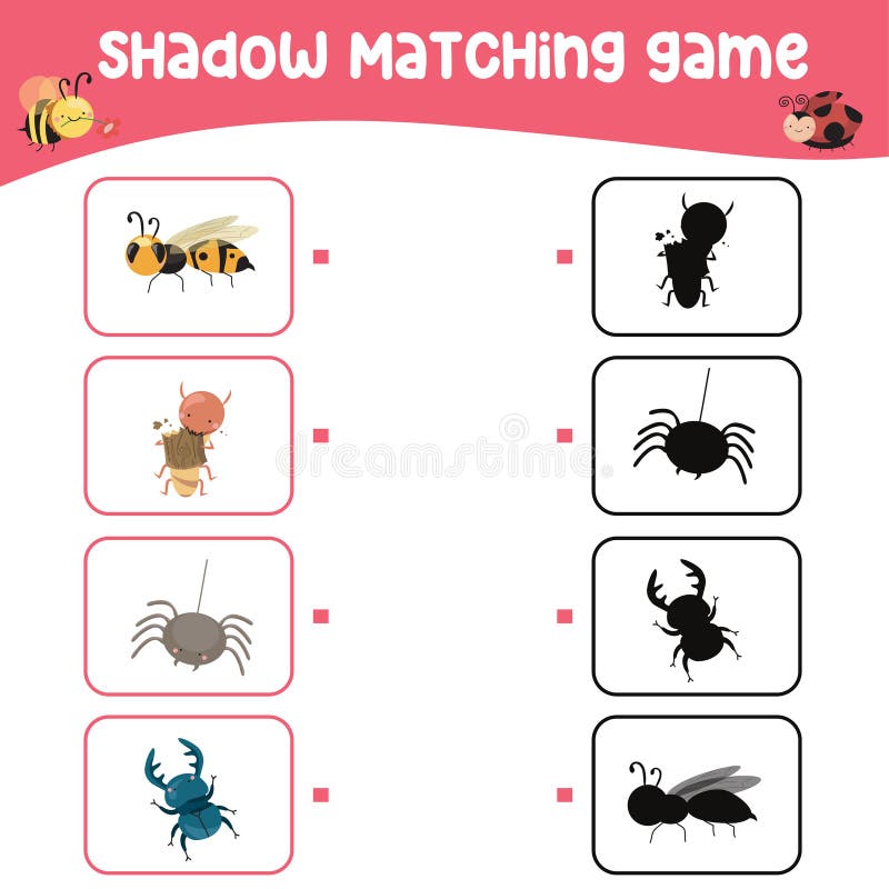 Matching Shadow Game for Children Stock Vector - Illustration of ...