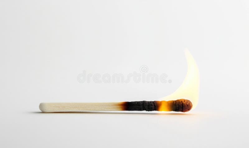 A Matchstick is Burning and the Tip is Black Stock Image - Image of ...