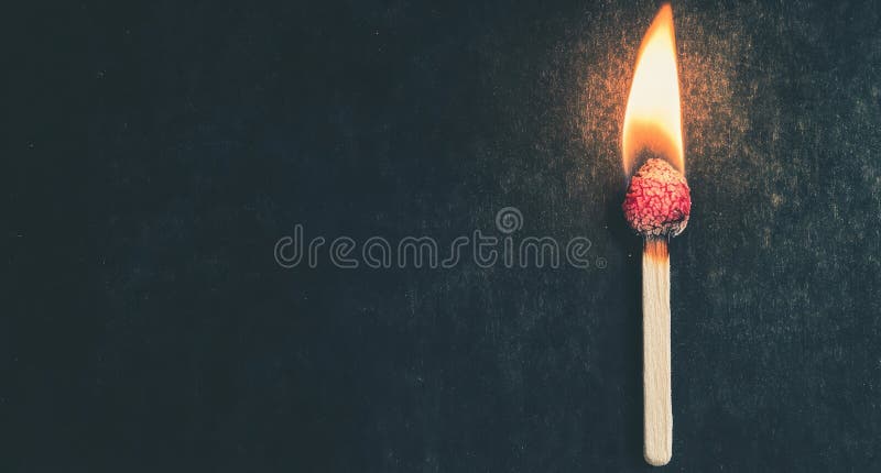 Matchstick Ignited with a Bright Flame Stock Image - Image of dark ...