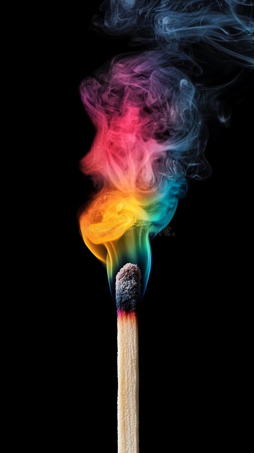 A Matchstick with a Rainbow Colored Smoke Coming Out of it Stock Photo ...