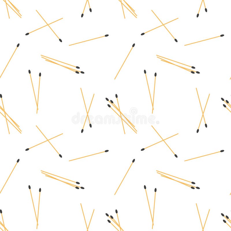 Matchstick Seamless Pattern on White Background. Wood Sticks Stock ...