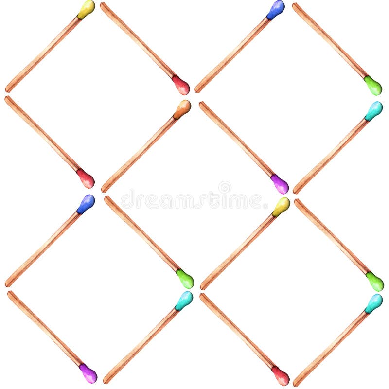 Matchsticks Pattern, Pattern with Watercolor Matches, Seamless Pattern ...