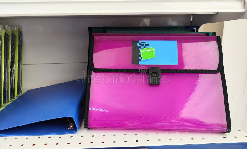 Folder Mate Expanding Plastic File with Handle on Shelf Stock Photo ...