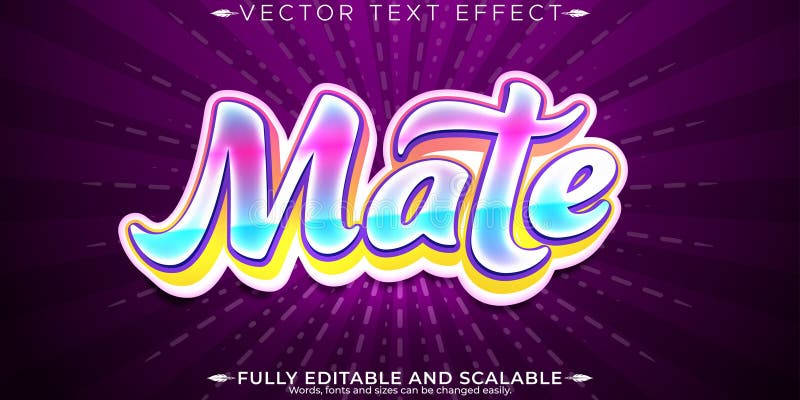Mate Text Effect, Editable Cool Modern Font Style Stock Vector - Illustration of retro, typeset ...