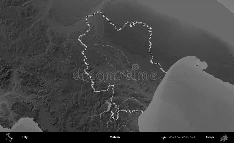 Matera Outlined, Italy. Grayscale Stock Illustration - Illustration of ...