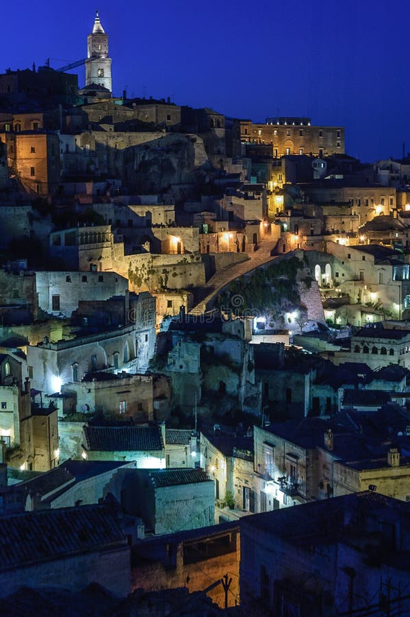 Matera rocks by night stock image. Image of historical - 33940179