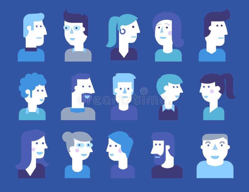 Material Cartoon Avatars, Vector Trendy Characters Collection Stock ...