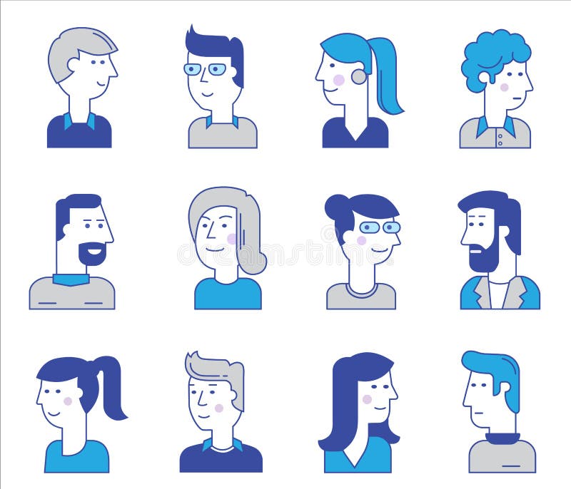 Material Cartoon Avatars, Vector Trendy Characters Collection Stock ...