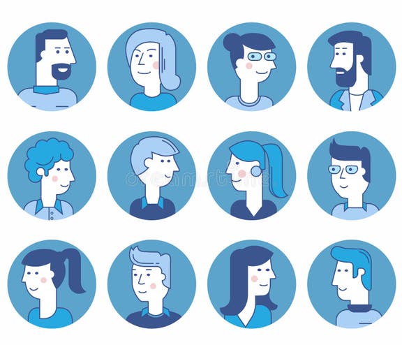 Material Cartoon Avatars, Vector Trendy Characters Collection Stock ...