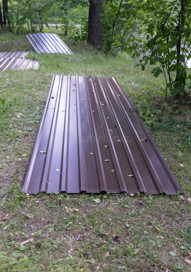 Material for the Construction of Profiled Sheeting Stock Photo - Image ...