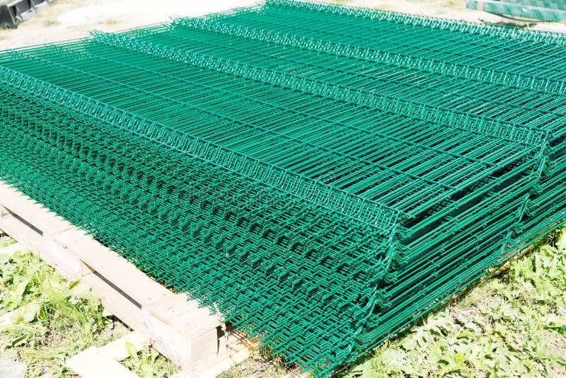 Material for the Construction of a Mesh Fence. Stock Image - Image of ...