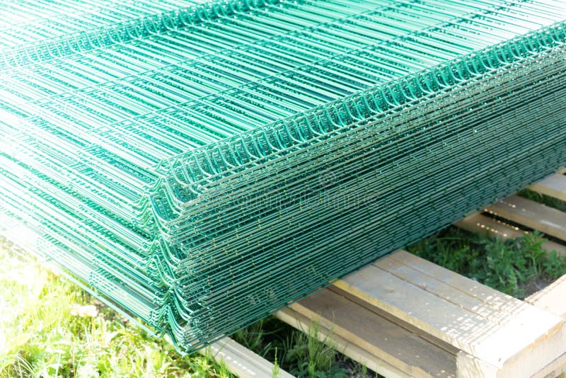 Material for the Construction of a Mesh Fence. Stock Image - Image of ...