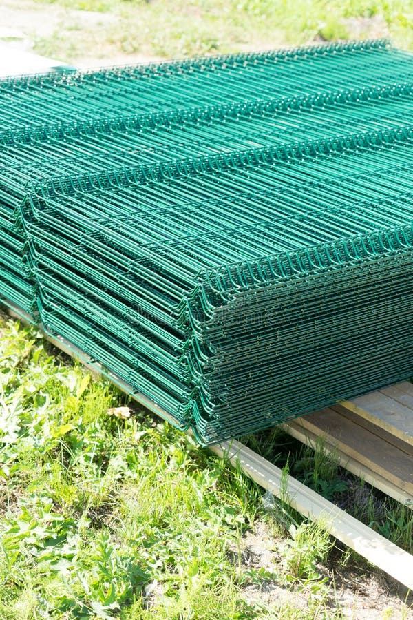 Material for the Construction of a Mesh Fence. Stock Image - Image of ...