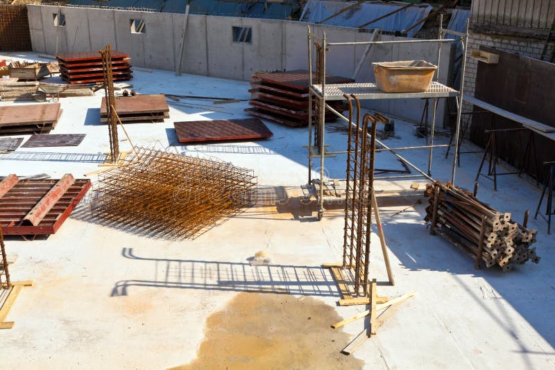 Material at a Construction Site for the Base of a House Stock Image ...
