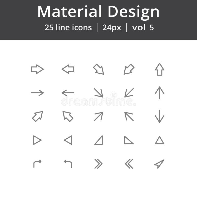 Material Design Arrows Line Icons Stock Vector - Illustration of cursor ...