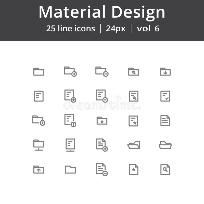 Material Design Folder Line Icons Stock Vector - Illustration of open ...