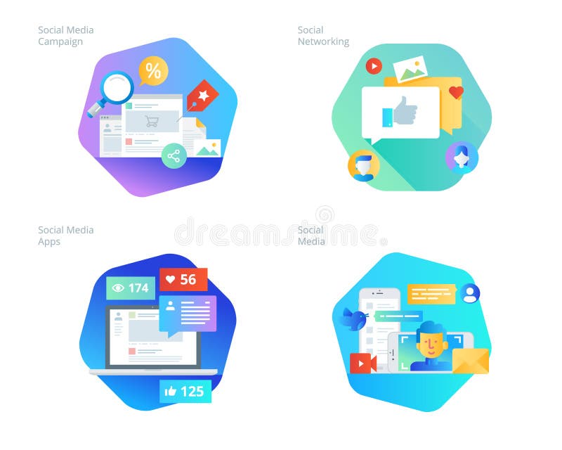 Material Design Icons Set for Social Media, Networking, Marketing ...