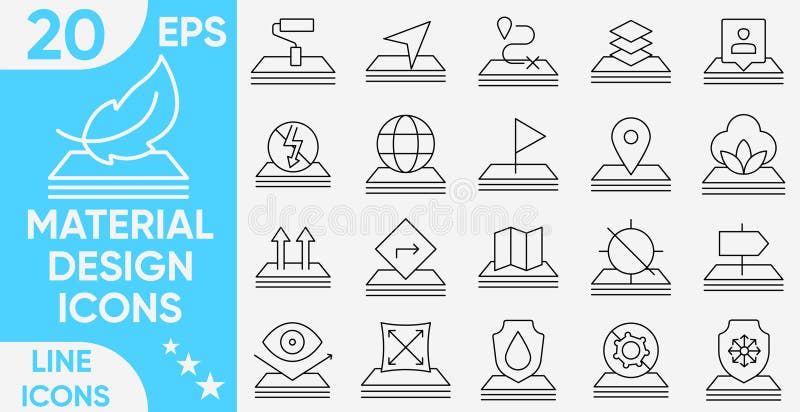 Material Design Line Icons Set.Thin Line Icons for Business Set ...