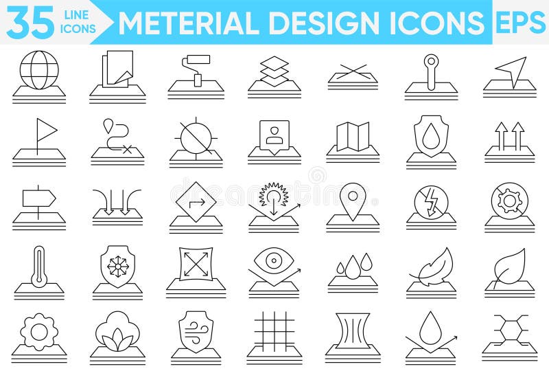 Material Design Line Icons Set.Thin Line Icons for Business Set ...