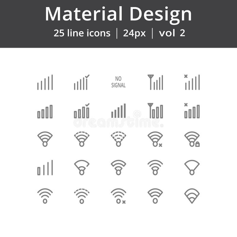 Material Design Signal Line Icons Stock Vector - Illustration of signal ...