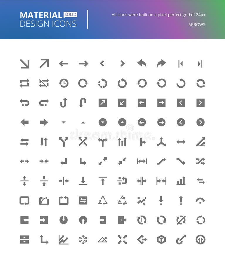 Material Design Solid Icons Set Stock Vector - Illustration of object ...