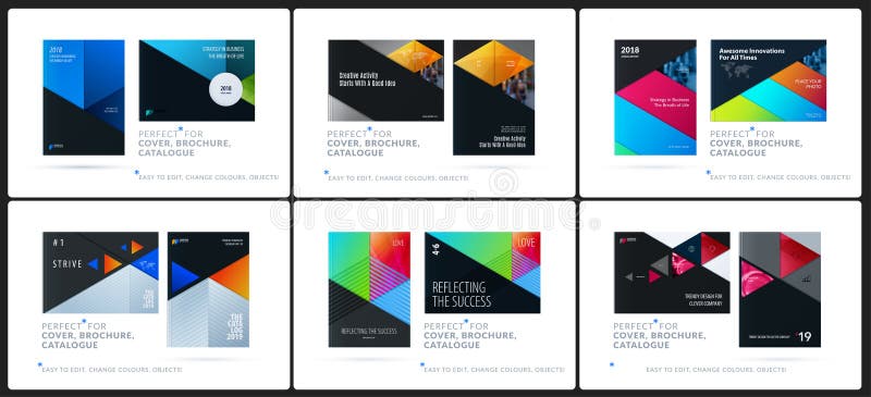 Material Design Template. Creative Colourful Abstract Brochure Set ...