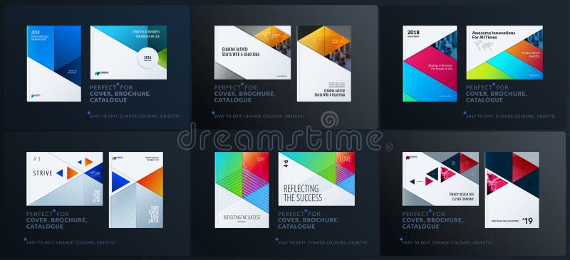 Material Design Template. Creative Colourful Abstract Brochure Set ...