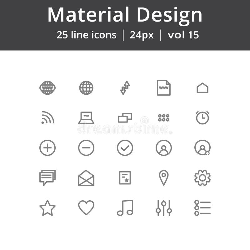 Material Design UI Line Icons Stock Vector - Illustration of computer ...