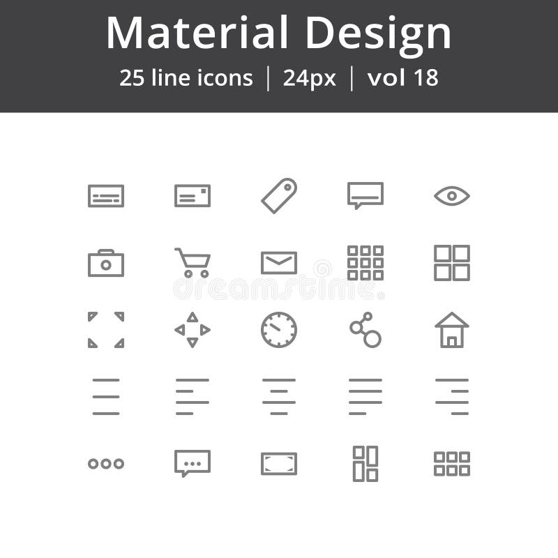 Material Design UI Line Icons Stock Vector - Illustration of modern ...