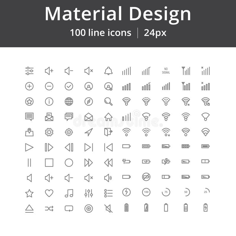 Material Design UI Line Icons Stock Vector - Illustration of lock ...