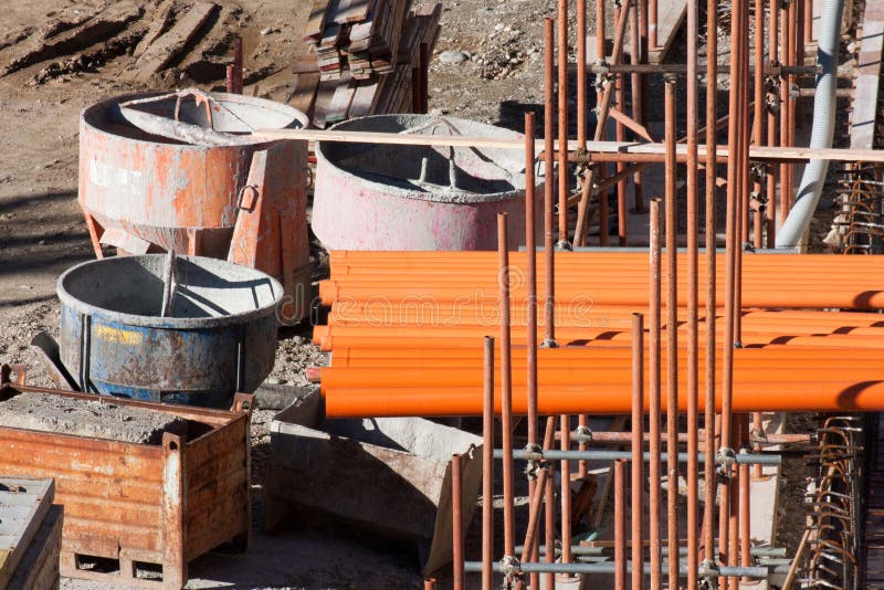 Material and Equipment Construction in Construction Site Stock Image ...