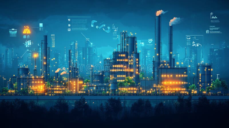 Material Flow Infographic Depicting Industrial Processes in a Modern ...