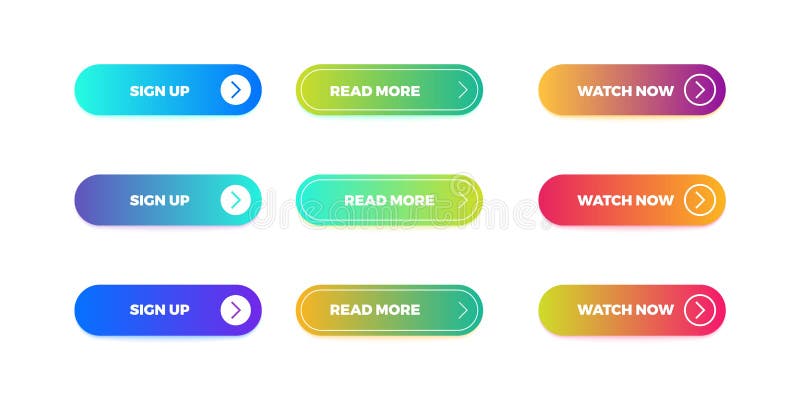 Gradient Flat Buttons Abstract Vivid Color Button Icons Web And Ui Application Actions