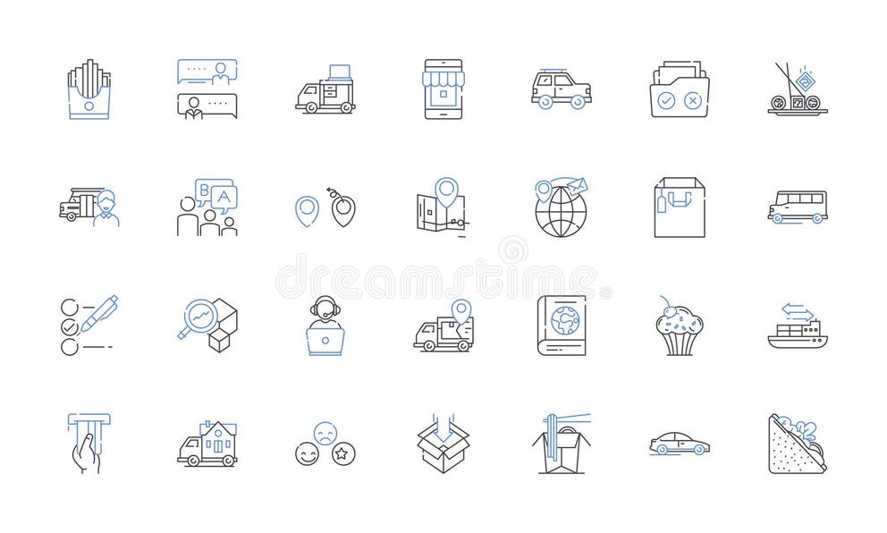 Material Handling Line Icons Collection. Warehouse, Forklift, Conveyor ...