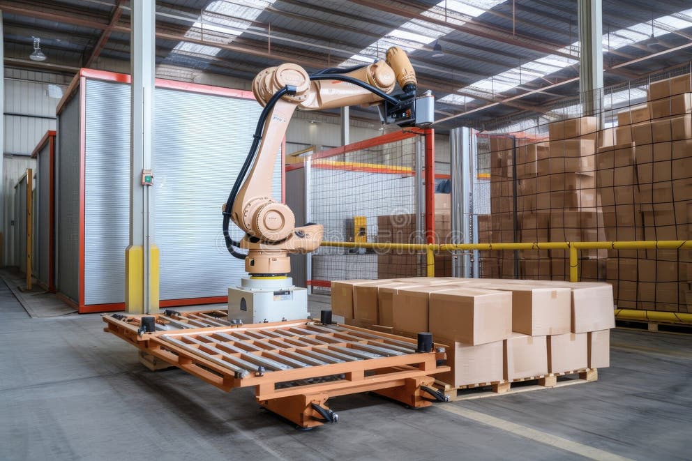 Material Handling and Palletizing Robot with Cargo Container, Ready To ...