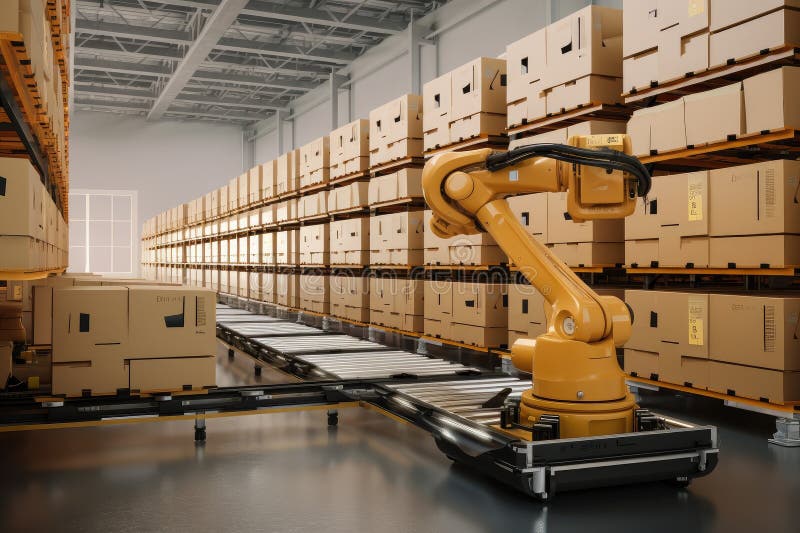 Material Handling Robot Transporting Heavy Load through Busy Warehouse ... Material Handling Robot Transporting Heavy Load through Busy Warehouse ...