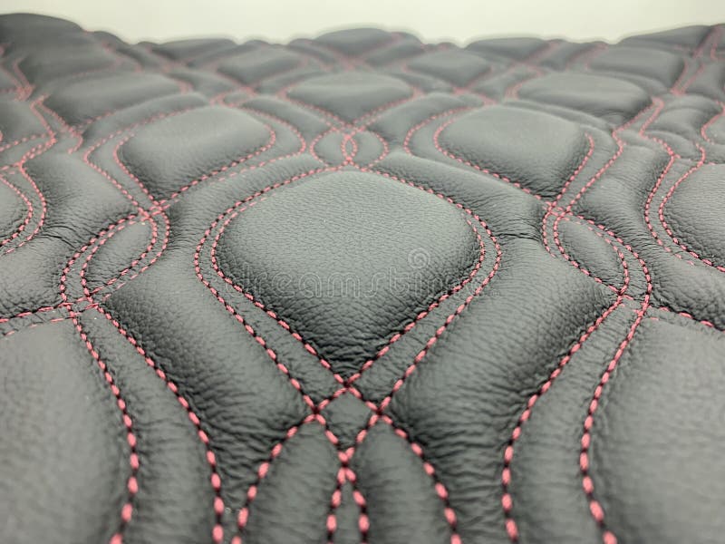 Material Leather Texture. Thread Pattern on the Black Leather Stock ...